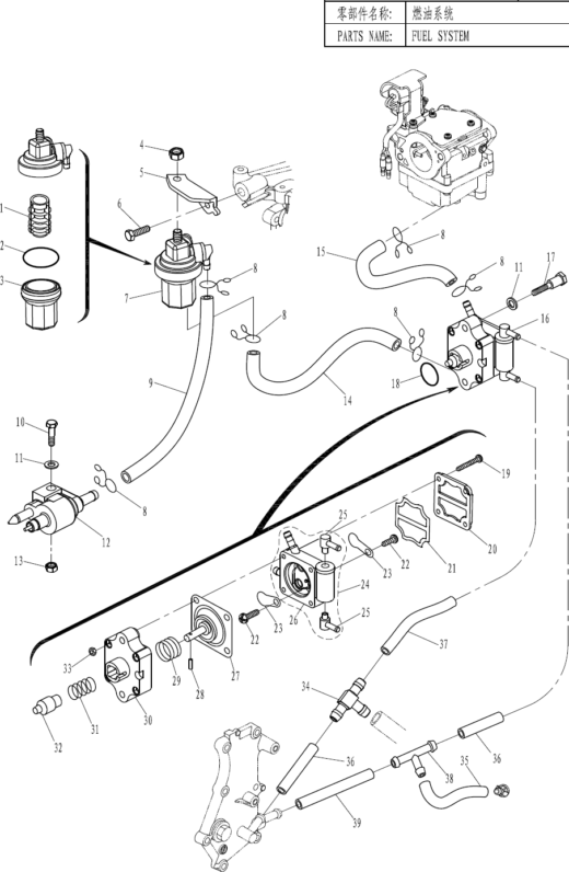F20A Fuel System - Parsun Outboard Parts